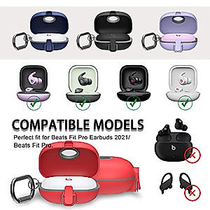 Miimall Compatible for Beats Fit Pro Case, [Upgrade Secure Lock][Anti-Lost Keychain] Military Protective Rugged TPU Case Cover for Beats Fit Pro Earbuds 2021 Accessories with Lanyard (Purple)