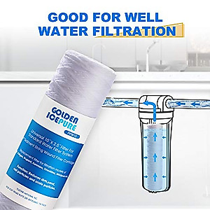 GOLDEN ICEPURE 5 Micron 10" 2.5" Whole House String Sediment Water Filter Compatible with Dupont WFPFC4002, EPW2, EPW2VC, EPW2C, WP-5, AP110, CFS110, WFPFC4002, CW-MF 4PACK