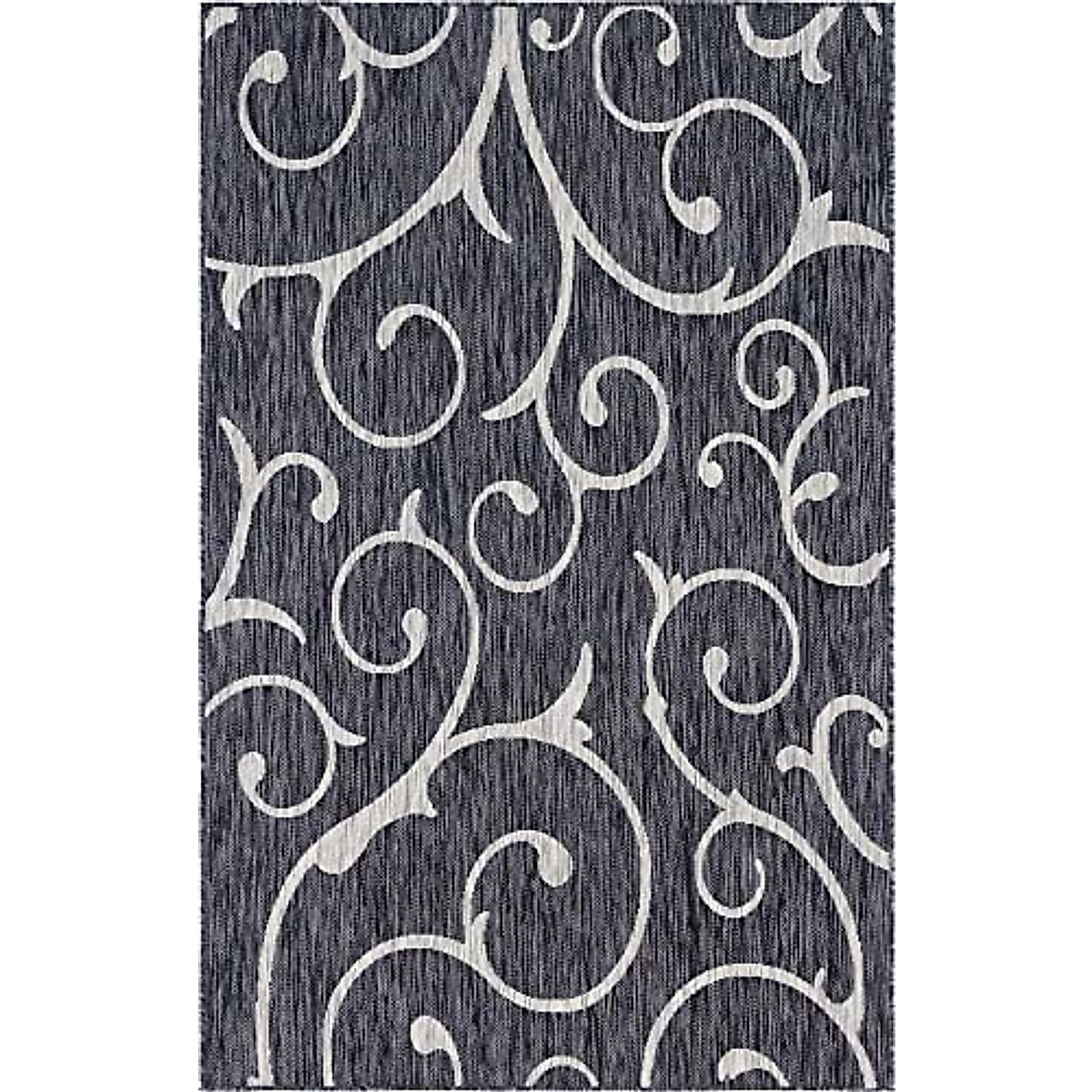 Unique Loom Outdoor Botanical Collection Botanical, Coastal, Vines, Indoor and Outdoor Area Rug (5' 0 x 8' 0 Rectangular, Charcoal Gray/Beige)