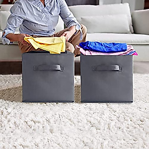 PACHIRA E-Commerce Gray Storage Bins - Collapsible Sturdy Fabric Storage Basket Cube for Organizing Shelf Nursery Home Closet, 6 Pack, (Grey)