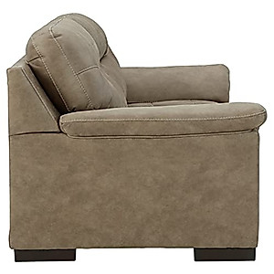 Signature Design by Ashley Maderla Oversized Faux Leather Loveseat, Light Brown