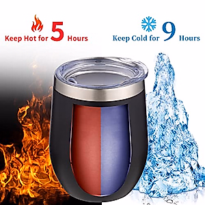 YEBTS Life 12oz/4 Pack Wine Tumbler Glasses with Lid-Stemless Double Wall Vacuum Stainless Steel Travel Tumbler,Keeping Cold and Hot for Wine,Drinks,Coffee,Cocktails,gift,Multi-color dark