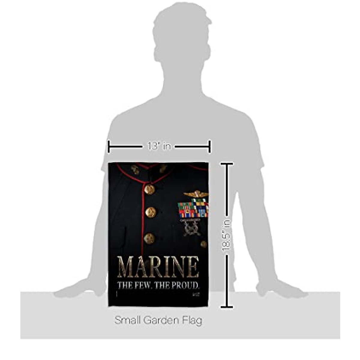 Dress Blue Marine Garden Flag - Set Mailbox Hanger Armed Forces Corps USMC Semper Fi United State American Military Veteran Retire Official - House Banner Small Yard Gift Double-Sided 13 X 18.5