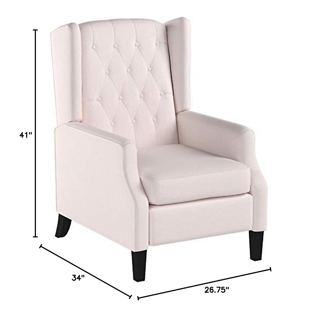 Christopher Knight Home Diana Wingback Recliner, Light Beige Tweed + Dark Brown