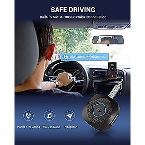 BLACKHORSE Bluetooth 5.3 Transmitter Receiver, Bluetooth AUX Adapter for Car, 2-in-1 Wireless Audio Adapter for TV/Home Stereo/Headphones/Speakers, with 3.5 mm AUX Input/Output