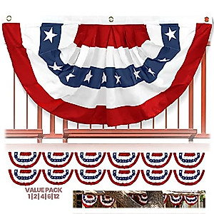 Anley USA Pleated Fan Flag, 3x6 Feet American US Bunting Flags Patriotic Stars & Stripes - Sharp Color and Fade Resistant - Canvas Header and Brass Grommets - United States 3 x 6 Feet Half Fan Banner