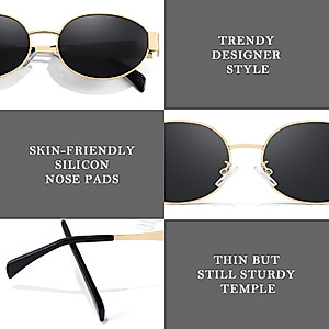 IGnaef Doups Retro Oval Sunglasses for Women Trendy Designer Sun Glasses Gold Metal Frame Womens Shades IF3455