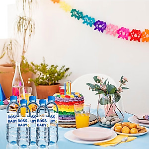 Ambishi 32 Pcs Boss Boy Water Bottle Labels, Boys 1st Birthday Party Decoration Stickers, Baby Shower/Gender Reveal Party Favors Water Bottle Decor Sign