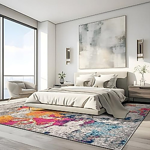 Rugshop Distressed Abstract Watercolor Area Rug 9' x 12' Multi