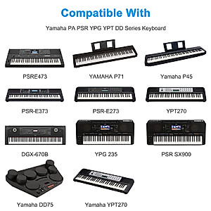 12V 500mA Power Supply Adapter for Yamaha Keyboard YPT, PSR, YPG, DGX, DD, EZ and P Digital Piano and Portable Keyboard Series, Replacement PA-130 PA-130B Keyboard Power Cord