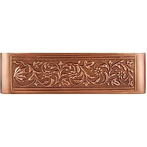 Signature Hardware 318918 32-3/4" Vine Design Farmhouse Single Basin Copper Kitchen Sink