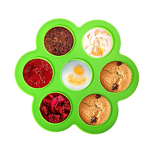 Silicone Egg Bites Molds with Lid for Instant Pot, 2 Packs (For 3qt (6.3"x6.3"x1.6"), Blue+Green)