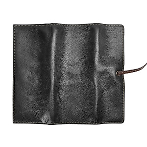 ZLYC Handmade Leather Pencil Case Soft Roll Bag Stationery Gift for Student, Black, One Size, Retro
