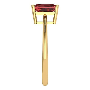 Clara Pucci 1.0 ct Radiant Cut Solitaire Natural VVS1 Red Garnet Engagement Bridal Promise Anniversary Ring 18K Yellow Gold Size 9.75