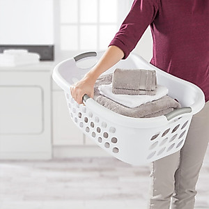 Sterilite 12108006 1.25 Bushel/44 Liter Ultra Hip Hold Laundry Basket, White Basket w/ Titanium Inserts, 6-Pack
