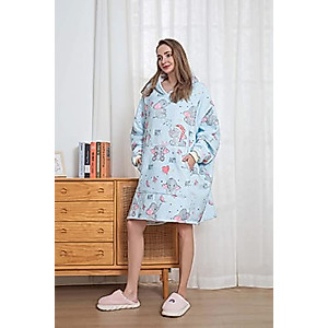 Wearable Blanket Hoodie, Oversized Sherpa Hooded Blanket Sweatshirt Extremely Cozy, Warm, Soft and Fuzzy Hoodie Blanket (Elephant)