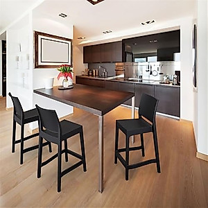 Home Square Resin 25.6" Counter Stool in Black - Set of 2