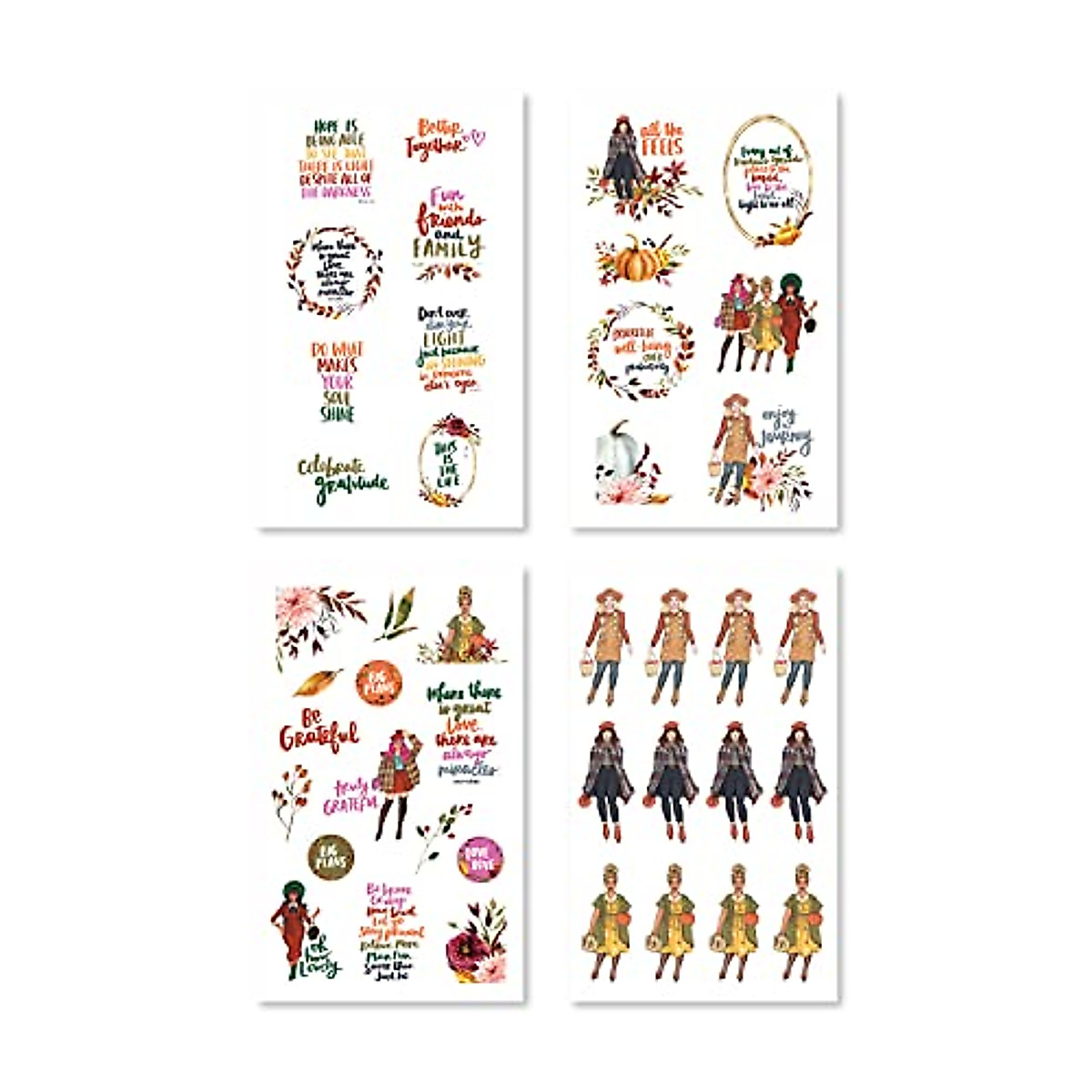 The Rongrong Grateful Heart Sticker Book for Planners, Calendars, Journals and Projects – Premium Quality Hand Drawn Perfect for Fall and Holiday Planning – Scrapbook Accessories – 24 Sheets