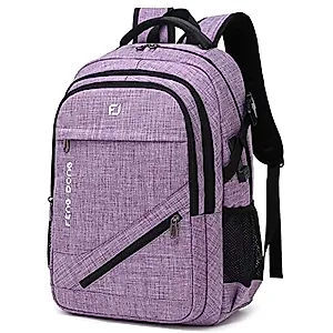 Large Laptop Backpack 17.3 inch Durable Waterproof Travel College Backpack Bookbag for Men & Women Business Backpack with USB Charging Port and Headset Port Light Purple
