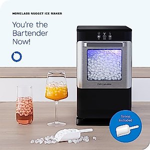 hOmeLabs Countertop Nugget Ice Maker - Stainless Steel with Touch Screen - Portable and Compact - Chewable Nugget Ice Machine - Produces Up to 44lb of Ice Per Day
