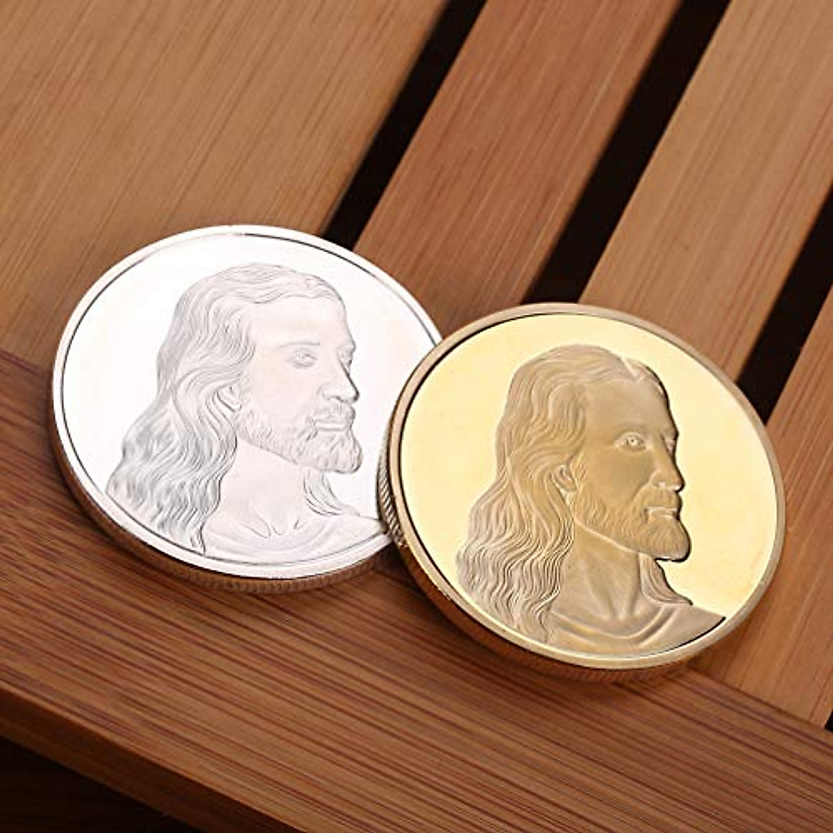VORCOOL Jesus Commemorative Coin Collection Christ Religion Souvenir Challenge Coin Religious Badge for Easter Party Favor Home Decoration Golden