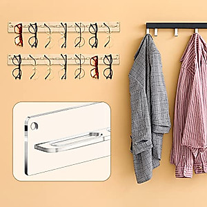 5 Pack Acrylic Sunglasses Organizer Storage Sunglasses Holder Organizer Wall Mounted Eyeglasses Holder Hanging Eyewear Display Rack Sunglass Rack Sunglasses Hanger Rack for Entryway Shelf (Clear)