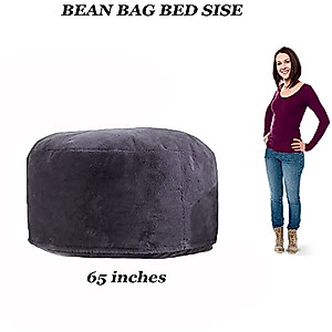 5FT Giant Fur Bean Bag Chair Cover, Ultra Soft Bean Bag Bed for Adults (No Filler, Cover only), Big Round Soft Fluffy Faux Fur Bean Bag Lazy Sofa Bed Cover, Machine Washable Big Size Bean Bag Cover