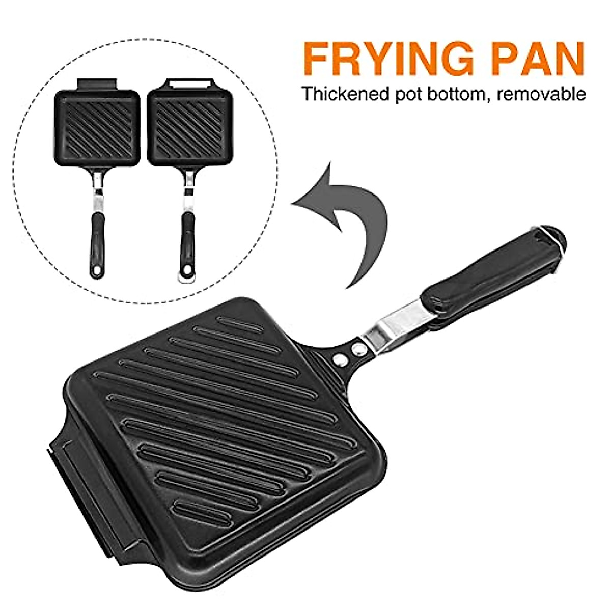 SYCOOVEN Sandwich Maker, Non-stick Grilled Sandwich and Panini Maker Pan with Handle, Double Sided Frying Pan Grilled Cheese Maker Flip Pan for Breakfast Toast Panini Waffle