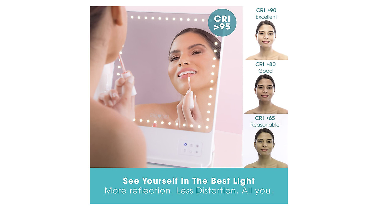 Glamcor Riki Skinny Smart Vanity Mirror with HD LEDs & Bluetooth