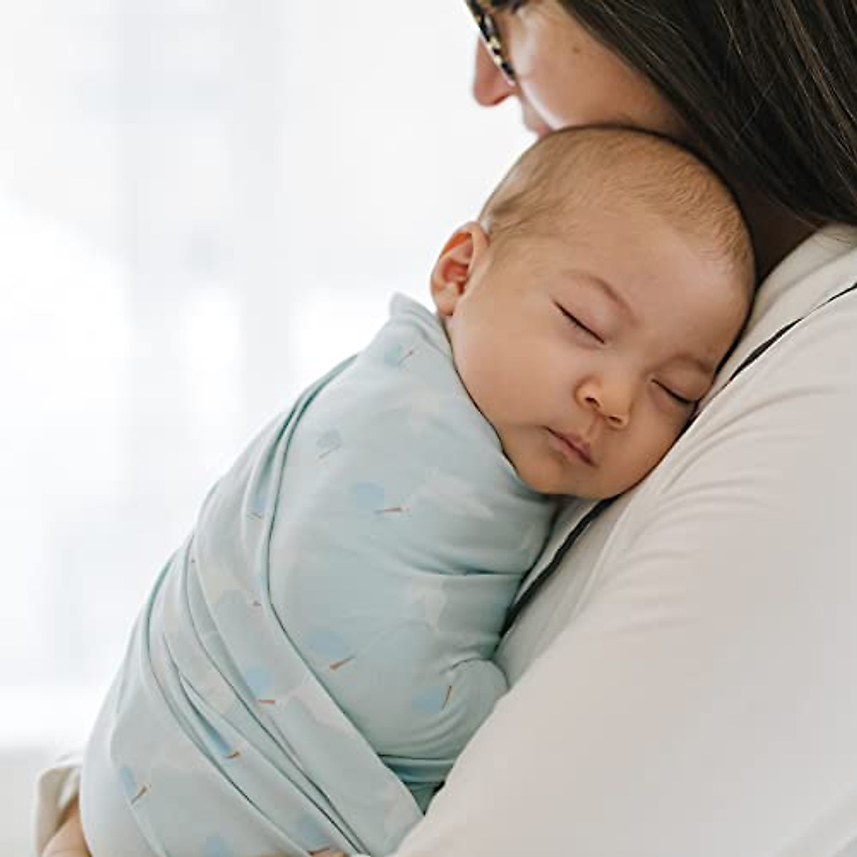 KicKee Welcome Home Footie with Zipper, Boy or Girl One-Piece, Super Soft Baby Clothes (Spring Sky Stork - 0-3 Months)