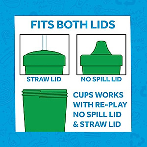 Re-Play Made In USA 10 oz. Straw Cups with Silicone Locking Straws - Made from Heavyweight Recycled Milk Jugs - Citrus - Pack of 4