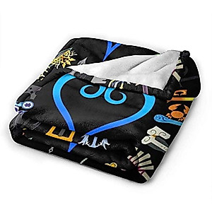 DWgatan Blankets,Thoughtful Uplifting Healing Gift Reversible Fleece Sherpa Comfort Caring Blanket Throw ，Kingdom Hearts Keyblades Ultra-Soft Fleece Flannel Velvet Plush Throw Blanket-80 x60