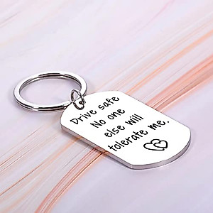 Christmas Gifts for Boyfriend Girlfriend Drive Safe Keychain Valentines Day Gifts for Him Her Stocking Stuffers for Men Women Wife Husband Anniversary Birthday I Love You Gifts Boyfriend Gifts Keyring