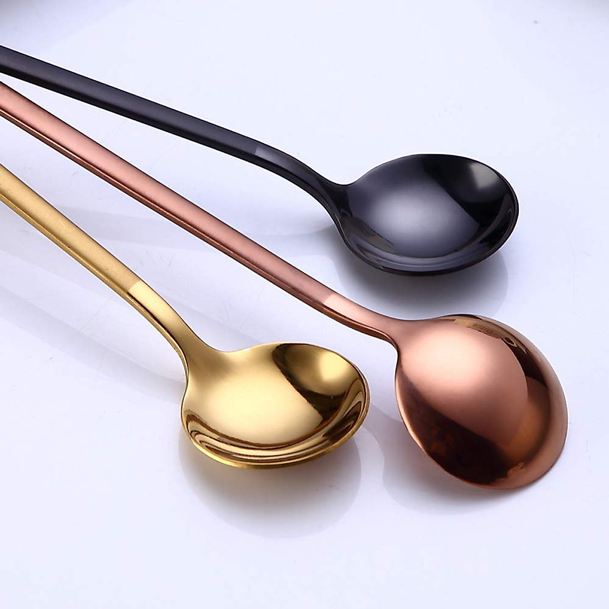 BENEKIY 10 Pack Espresso Spoons,Black Plated Stainless Steel Mini Teaspoons Set for Coffee Sugar Dessert Cake Ice Cream Soup Antipasto Cappuccino