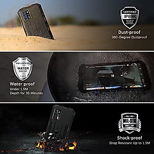 5G Rugged Smartphone Unlocked OUKITEL WP10, MediaTek Dimensity 800 Chipset with 8000mAh Battery,8GB+128GB,6.67'' FHD Screen, 48MP Quad Rear Camera,Support 4K Video,Dual SIM,NFC, GPS, Light Black
