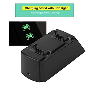 PS4 Controller Charger, 2 in 1 USB Charging Dock PS4 Charging Stand Fast Game Controller Charging Station PS4 Charger for PS4 Handle with LED Light [video game]