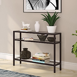 Henn&Hart 42" Wide Rectangular Console Table in Blackened Bronze, Entryway Table, Accent Table for Living Room, Hallway