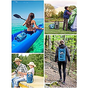 HEETA Waterproof Dry Bag for Women Men, Roll Top Lightweight Dry Storage Bag Backpack with Phone Case for Travel, Swimming, Boating, Kayaking, Camping and Beach, Transparent Blue 5L
