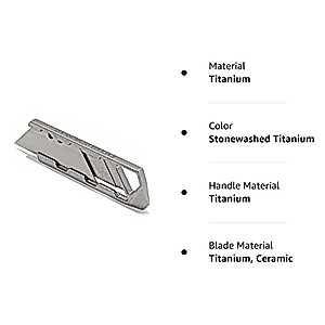 Exceed Designs TIRANT RAZOR-M 3.0 MagLock Micro Slide Utility Knife & Pry Bar (Stonewashed + Silver Magnets) 6Al-4V Titanium Pocket Knife, EDC Tool, Box Cutter