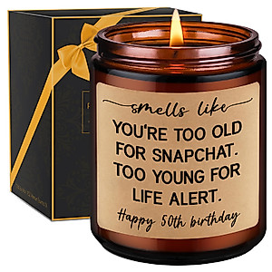 GSPY Lavender Scented Candles - 50th Birthday Gifts for Women, Men - 50 Years Old Birthday Gifts, Funny 50th Birthday Gifts for Women Friends, Husband, Wife, Coworker, Sister, Her, Him