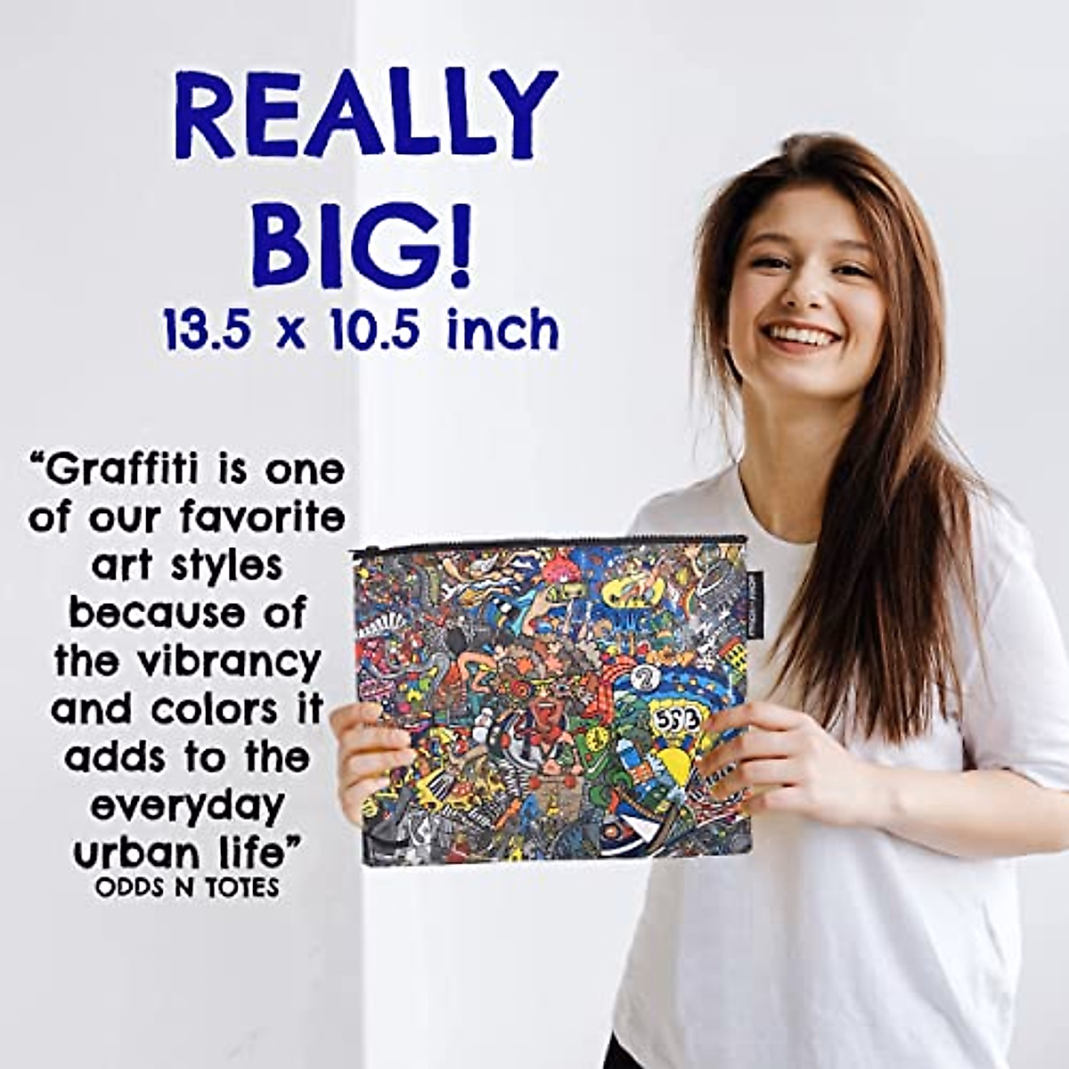 ODDS N TOTES Jumbo Zipper Pouch | Made from Recycled Plastic. Travel Toiletry Bag, Zipper Pouch for Art School Office Supplies (Extra Large) - Bundle Pack of 4