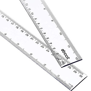 2 Pack Plastic Ruler Straight Ruler Plastic Measuring Tool for Student School Office (Clear, 12 Inch)