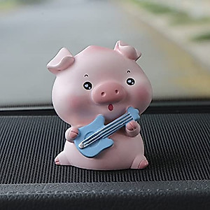 ikasus Cute Piggy Toy Car Ornaments,Lovely Pig Car Dashboard Decorations Bobble Shaking Head Car Doll Desktop Toy Dolls,Car Interior Accessories,Perfect for Home, Desktop, Office Decoration