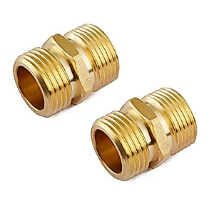 LitOrange (2 Pack Lead-Free Brass Garden Hose to Pipe NPT Fitting Connect, Green Thumb Quick Swivel Connector Adapter,Double Male Thread Size GHT 3/4" x 3/4 NPT Male Inch or 1/2" NPT Female
