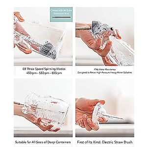 Northway, Electric Bottle Brush Cleaner, 4 Pcs Baby Bottle Silicone Brush Set, 1 Stand, 1 Ext., Nipple Straw Brush, Automatic Electronic Cleaning, Satinless Steel Rods, Waterproof from Northway