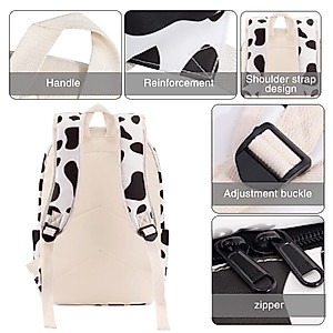 Cow Print School Backpack for Girls, Kids Teen School Bags Bookbags with Lunch Box and Pencil Case