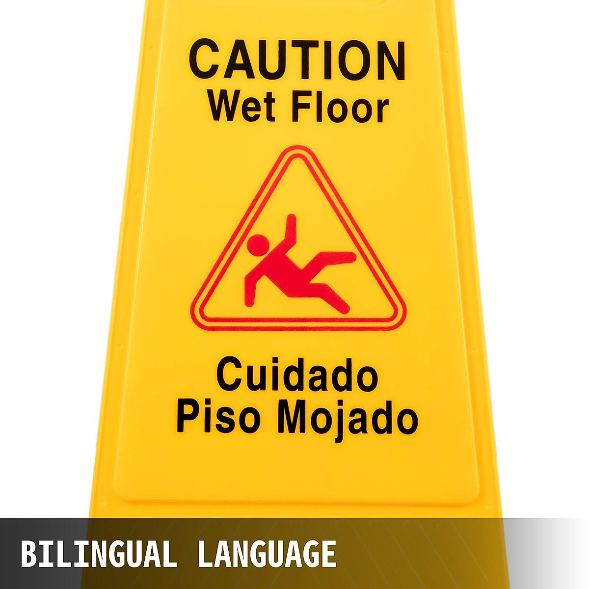 WYZXR Wet Floor Sign Yellow Caution Wet Floor Signs 6 Packs Double Sided Floor Wet Sign Public Safety Fold-Out Wet Floor Cones Bilingual Wet Sign Floor Stand Plastic Board for Indoor and Outdoor