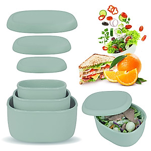 Anatole Silicone Food Storage Containers Set of 3 Lunch Box Bento with Lids BPA Free Dishwasher Microwave Oven Freezer Safe (6.7oz, 10oz, 20oz) Green