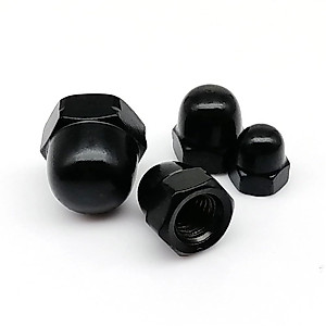 RWRAPS 1/5/10pcs M3 M4 M5 M6 M8 M10 M12 304 Stainless Steel Surface Black Hex Acorn Cap Decorative Cover Semicircle Dome Nut (Size : 10pcs M3)