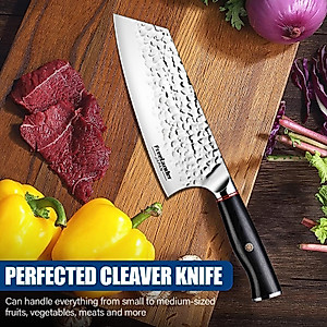 Freelander Chef Knife, 7.72 Inch High Carbon Meat Cleaver Knife, Professional Japanese Stainless Steel Knife for Meat and Vegetables - Ergonomic Handle for Home and Kitchen